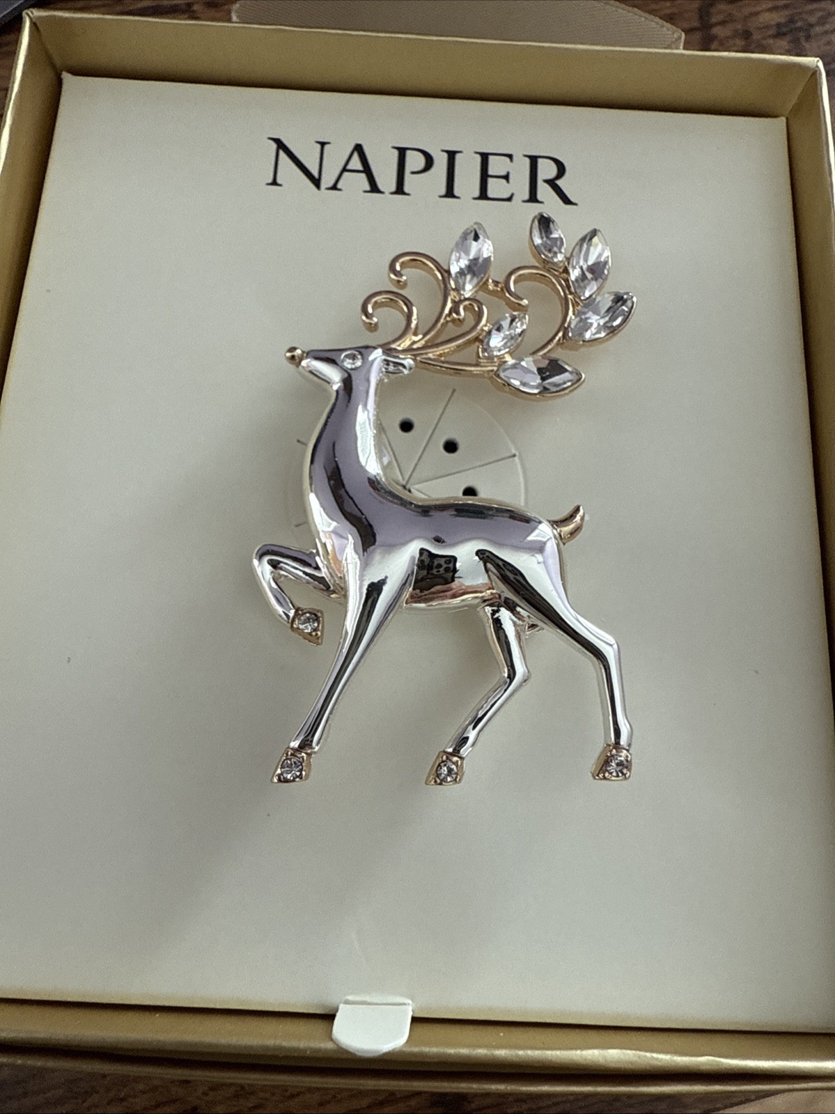 NEW NWT Beautiful Napier Christmas Reindeer Brooch Pin | eBay