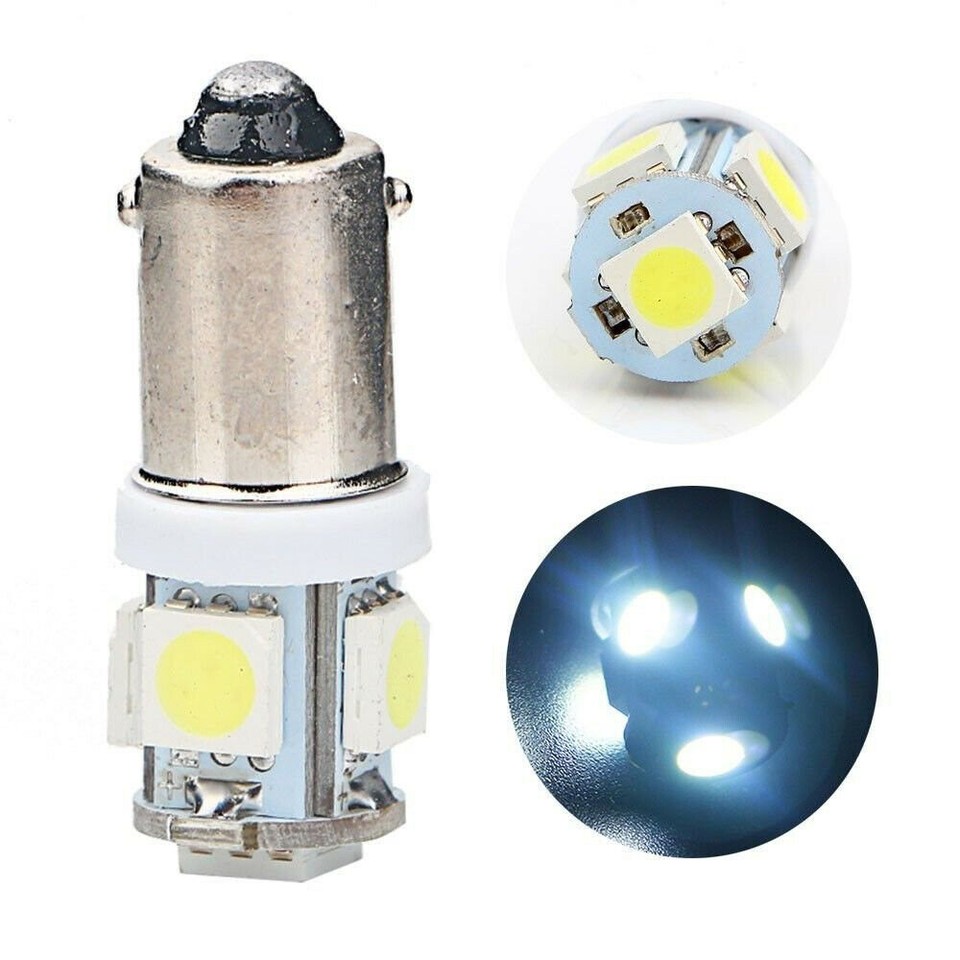 2x BA9S 5SMD 5050 5LED Car Wedge Light Bulbs 1895 T4W 1445 6253 White ...