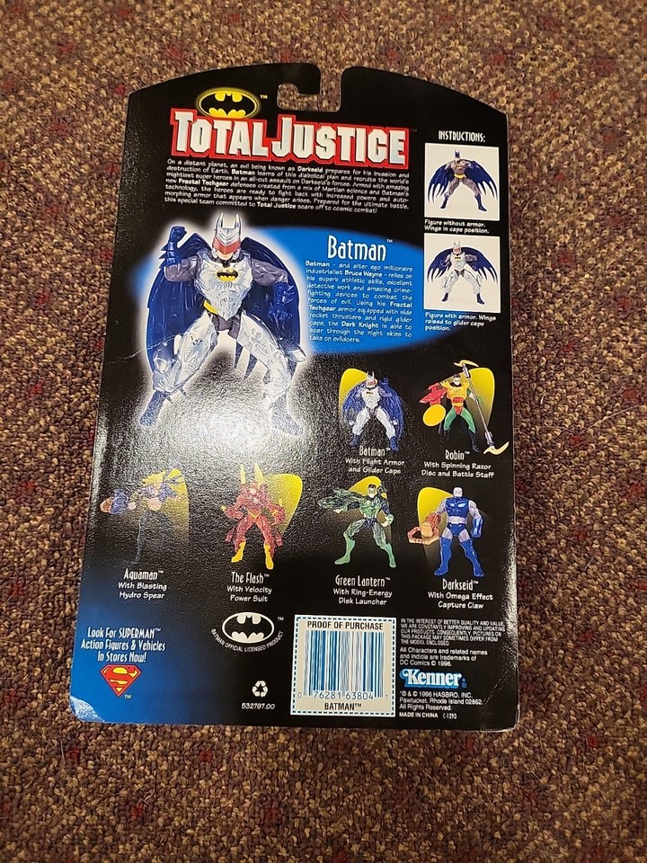 Batman Flight Armor Glider Cape 1996 Total Justice DC Comics Kenner ...
