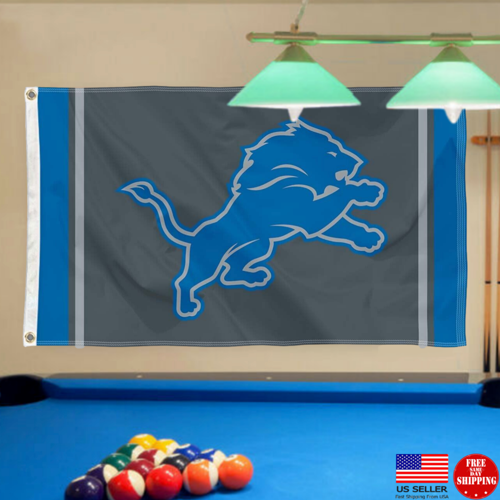 Detroit Lions 3 x 5 Man Cave Flag Banner 3x5 Retro Football Tailgating ...