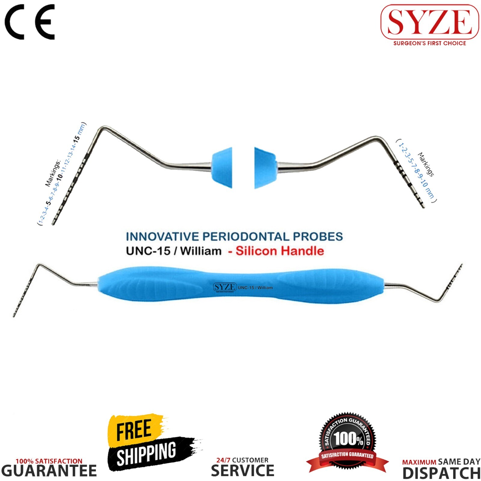Periodontal UNC-15 Williams Probes Perio Marking Dental Hygiene Silicon ...