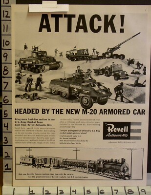 1957 REVELL ARMY MEN M-20 LONG TOM MODEL M-4 TANK ARMORED CAR TOY ...