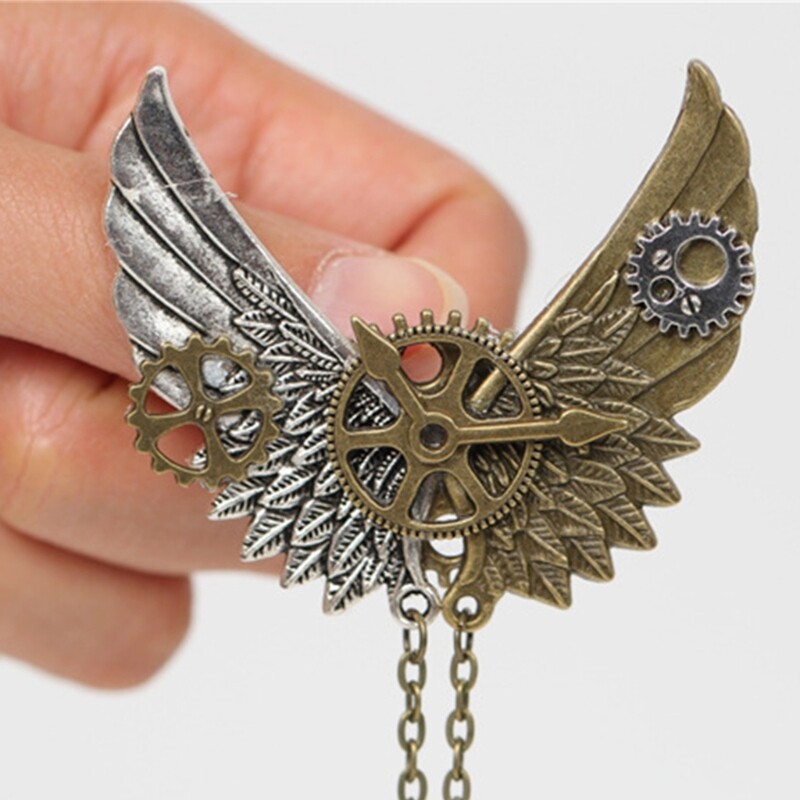 Gears Pins Vintage Jewelry with Wing for Suits Lady Brooches Lapel ...