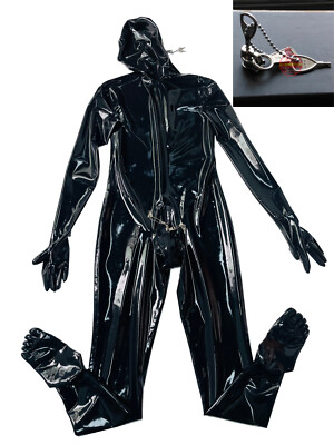 Three way lockable zip Latex Gummi Catsuit with Toes Lock zip full ...