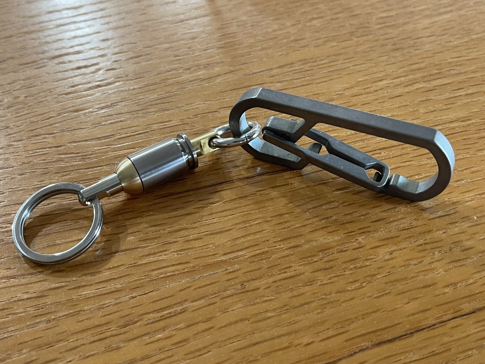 Titanium EDC Carabiner, Keychain Key Ring, Titanium/ Brass Bullet Bead ...