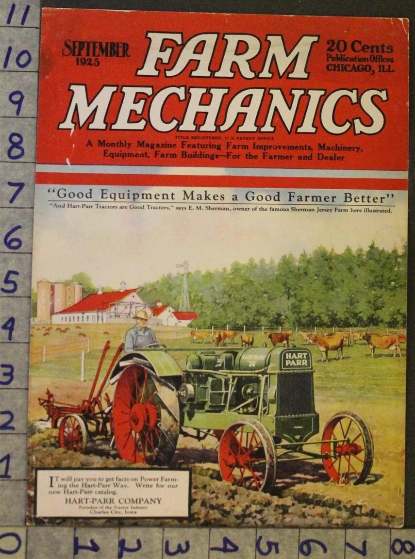 1925 HART PARR TRACTOR FARM AGRICULTURE ILLUSTRATED CATTLE PLOW COVER ...
