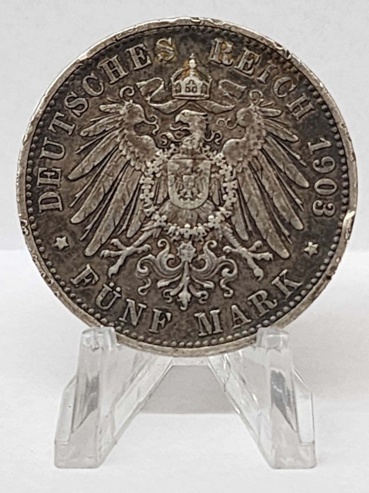 1903-F German States/Prussia Wilhelm II Funf Mark-90% Silver | eBay
