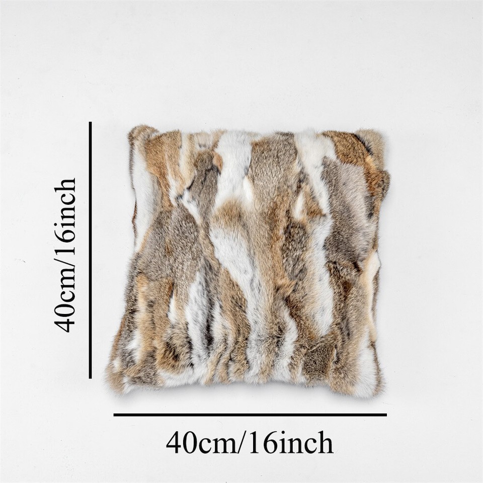 4X Luxury Natural Rabbit HIDE Fur Pillow Case Throw Fur Cushion Cover ...