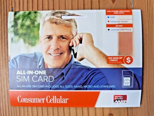 Consumer Cellular All-in-One SIM Card AT&T NETWORK + $10 CREDIT NEW IN ...
