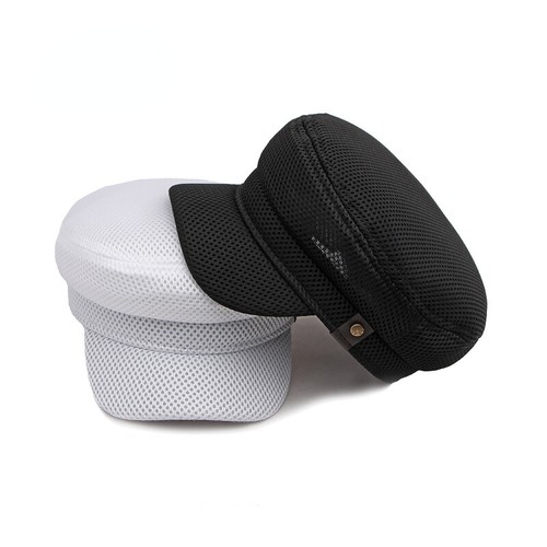 Men Mesh Breathable Flat Top Cap Military Style Captain Summer Sun Hat ...