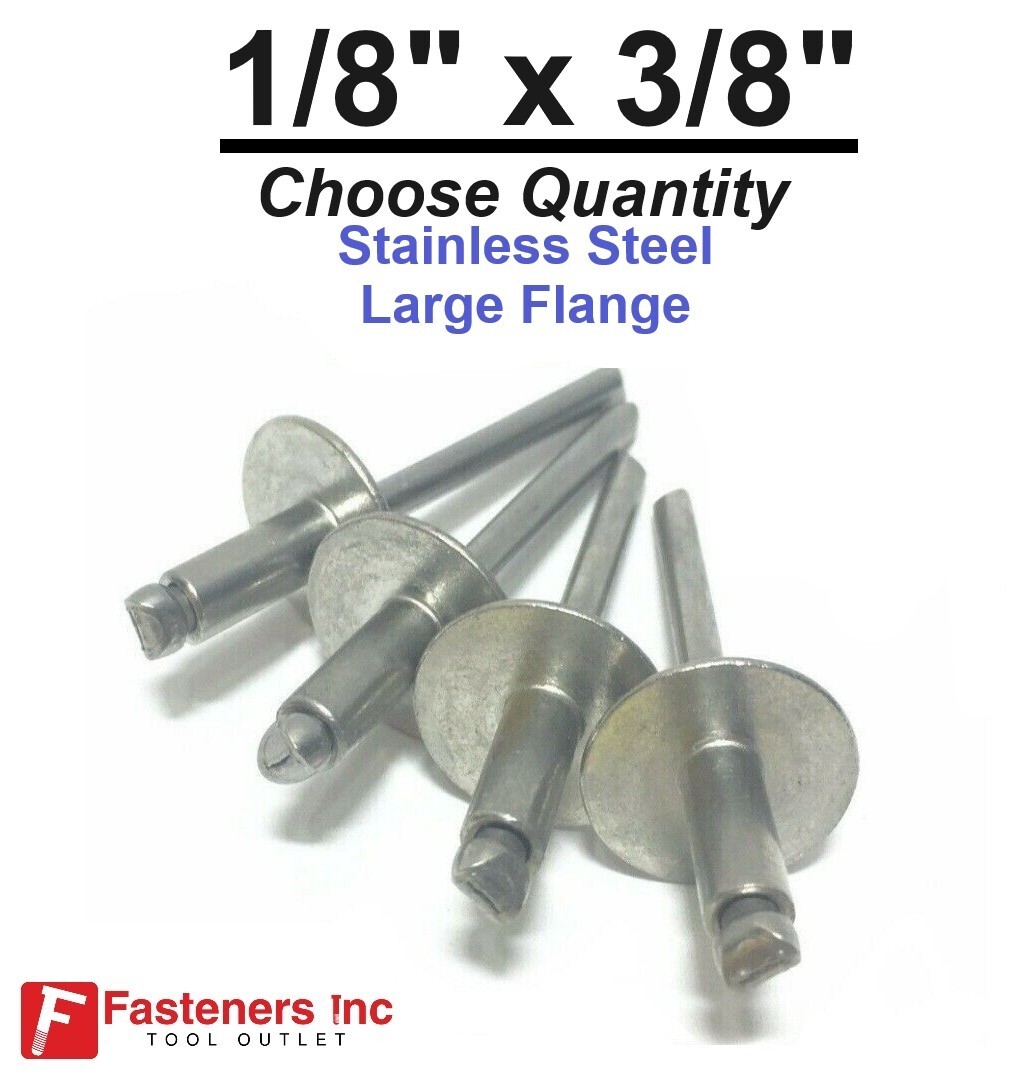 1/8" x 3/8" Grip ALL Stainless Steel Large Flange POP Rivet 46LF ...