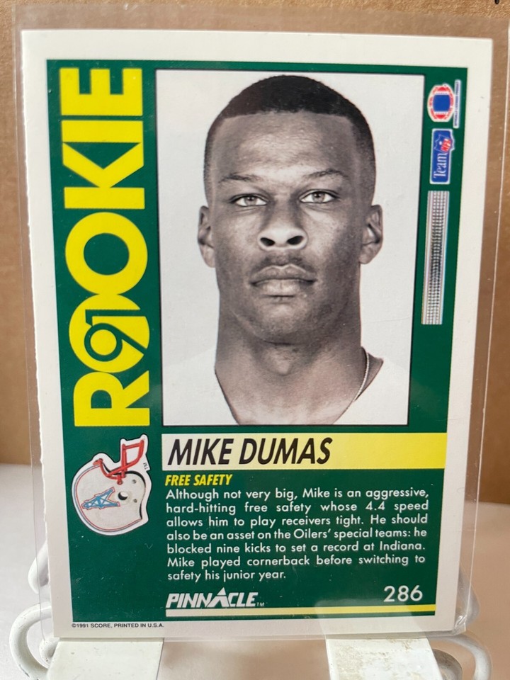 1991 Pinnacle Football #286 Mike Dumas RC autographed | eBay