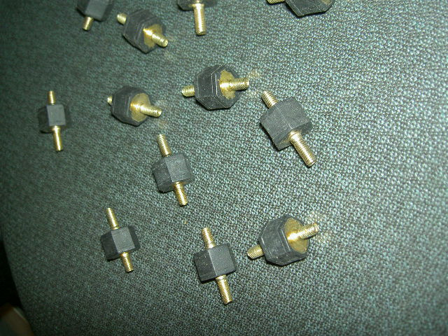 4 Hexagon Male/Male Rubber Isolator Mounts 3/8" Sq x 1/2" 10-32 x 3/8 ...