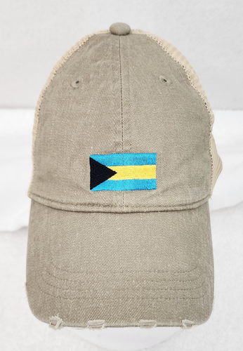 Robin Ruth Bahamas Flag Hat Cap Gray Snap Back Adult Khaki Adjustable ...