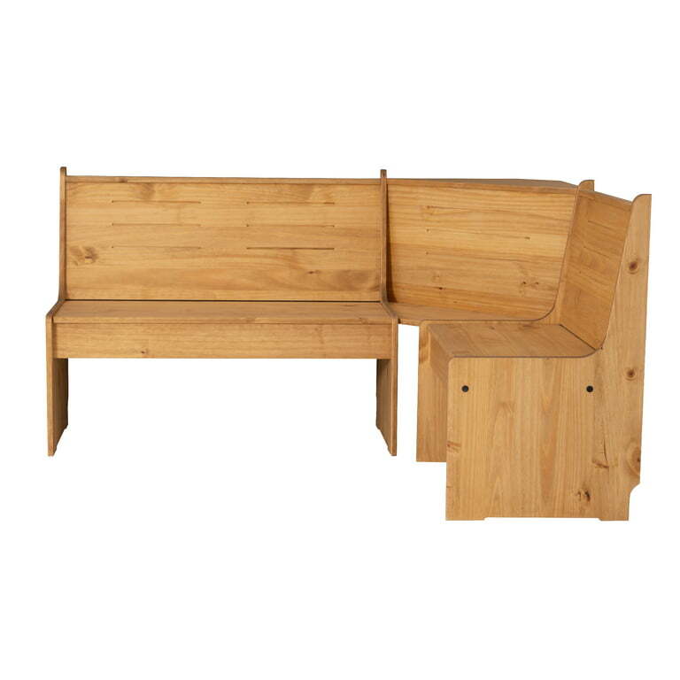 3 pc Pine Wood Breakfast Nook Kitchen Dining Set Corner Booth Bench ...