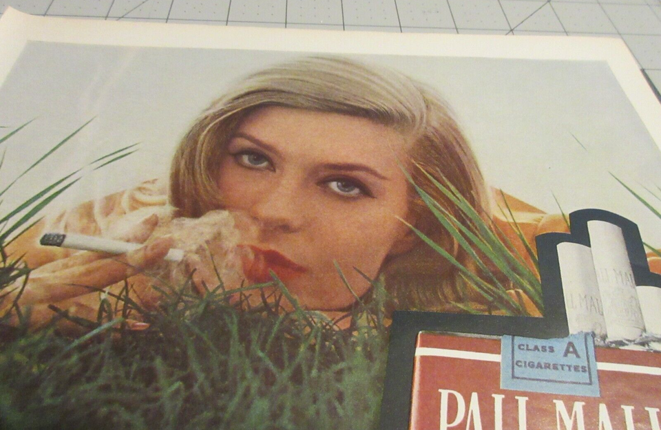 1962 Pall Mall Red Cigarettes Blonde Women Smoking Laying in Grass ...
