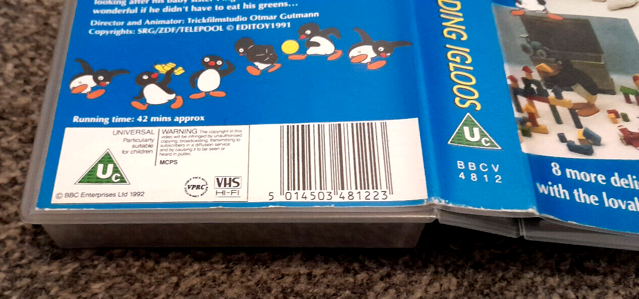 PINGU 2 BUILDING IGLOOS 8 EPISODES BBC VIDEO PAL VHS VIDEO KIDS ...