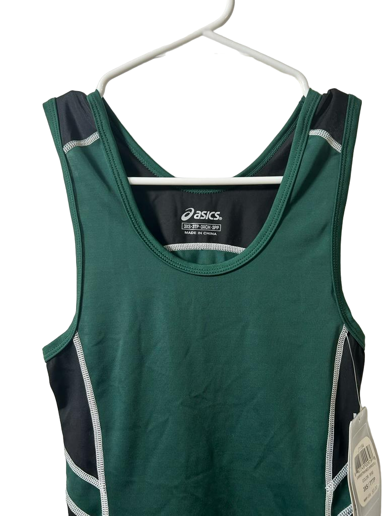 ASICS Men's Unrestrained Scoop Neck Wrestling Singlet, Forest Green ...