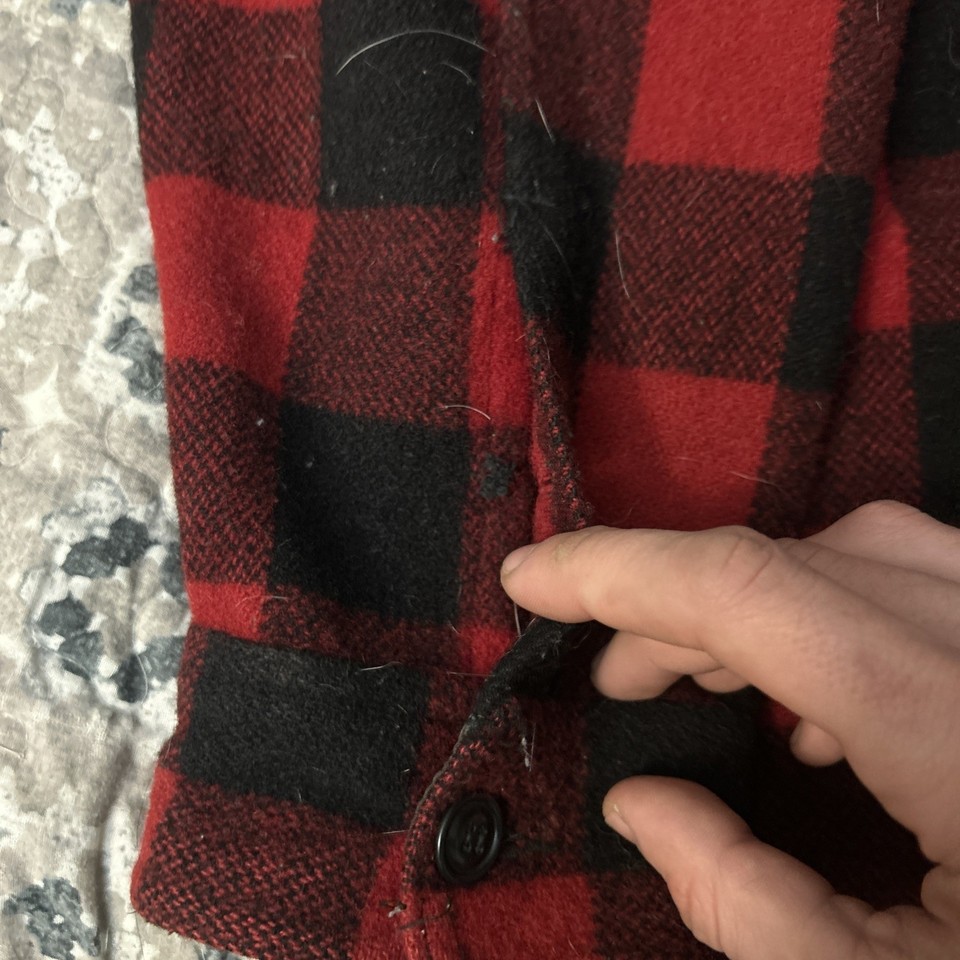Johnson Woolen Mills 50s Mackinaw Wool Jacket Red Black Buffalo Check ...