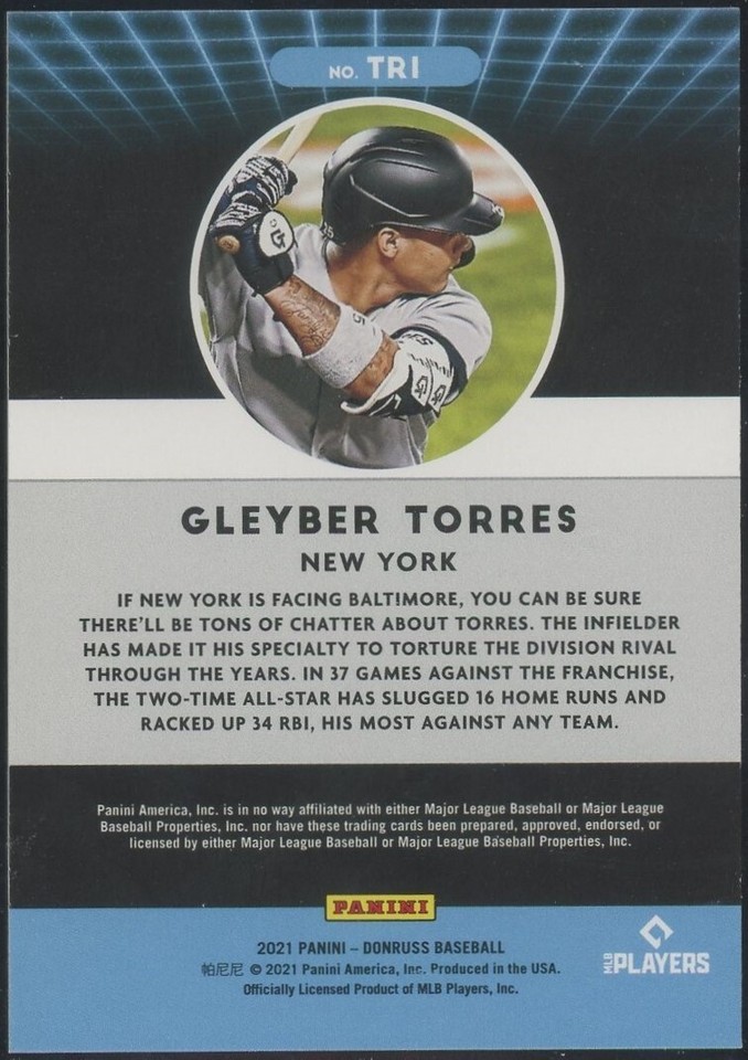 2021 Donruss Gleyber Torres Trending Insert Vector Parallel Yankees # ...