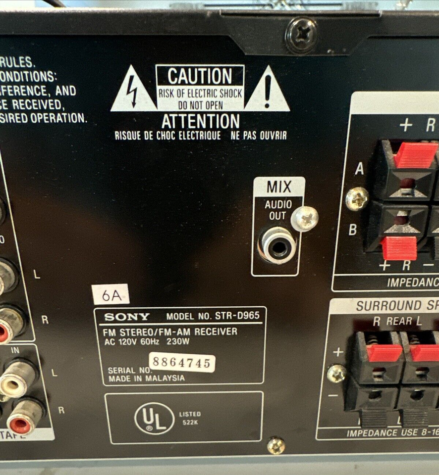 Sony Stereo control center Model: STR-D965 Remote Included | eBay