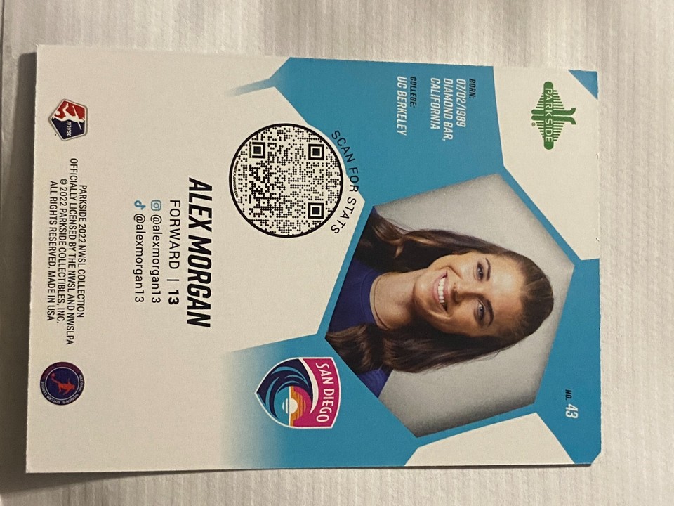 2022 PARKSIDE NWSL FOIL HOLO #43 ALEX MORGAN SAN DIEGO WAVE FC SOCCER ...