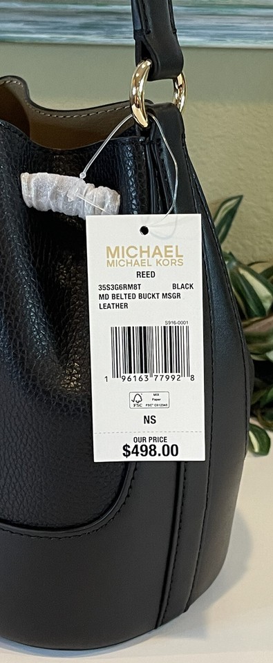 MICHAEL KORS REED MEDIUM SMALL BUCKET CROSSBODY SHOULDER BAG MK BLACK ...