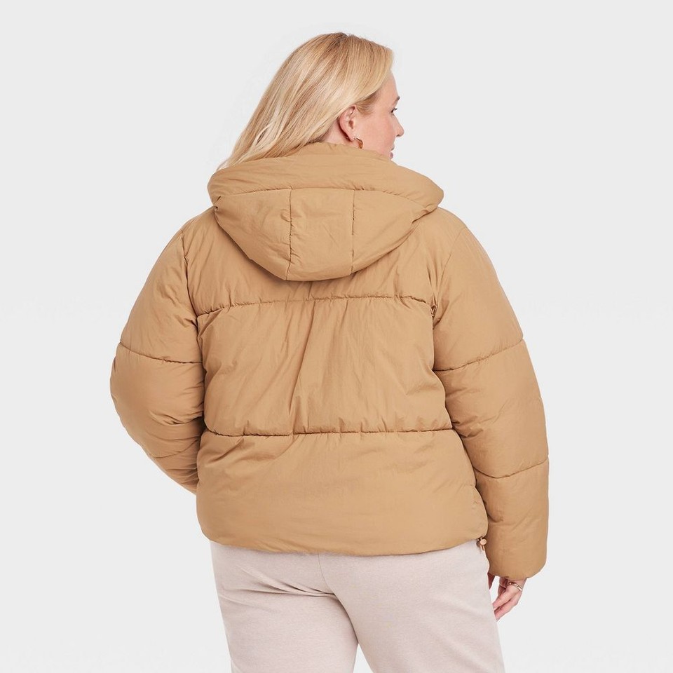 Women's Nylon Puffer Jacket - A New Day Tan XXL | eBay