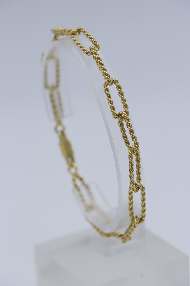 18K Yellow Gold Cable Charm Bracelet 8"HANDCRAFTED Designer NINO ...