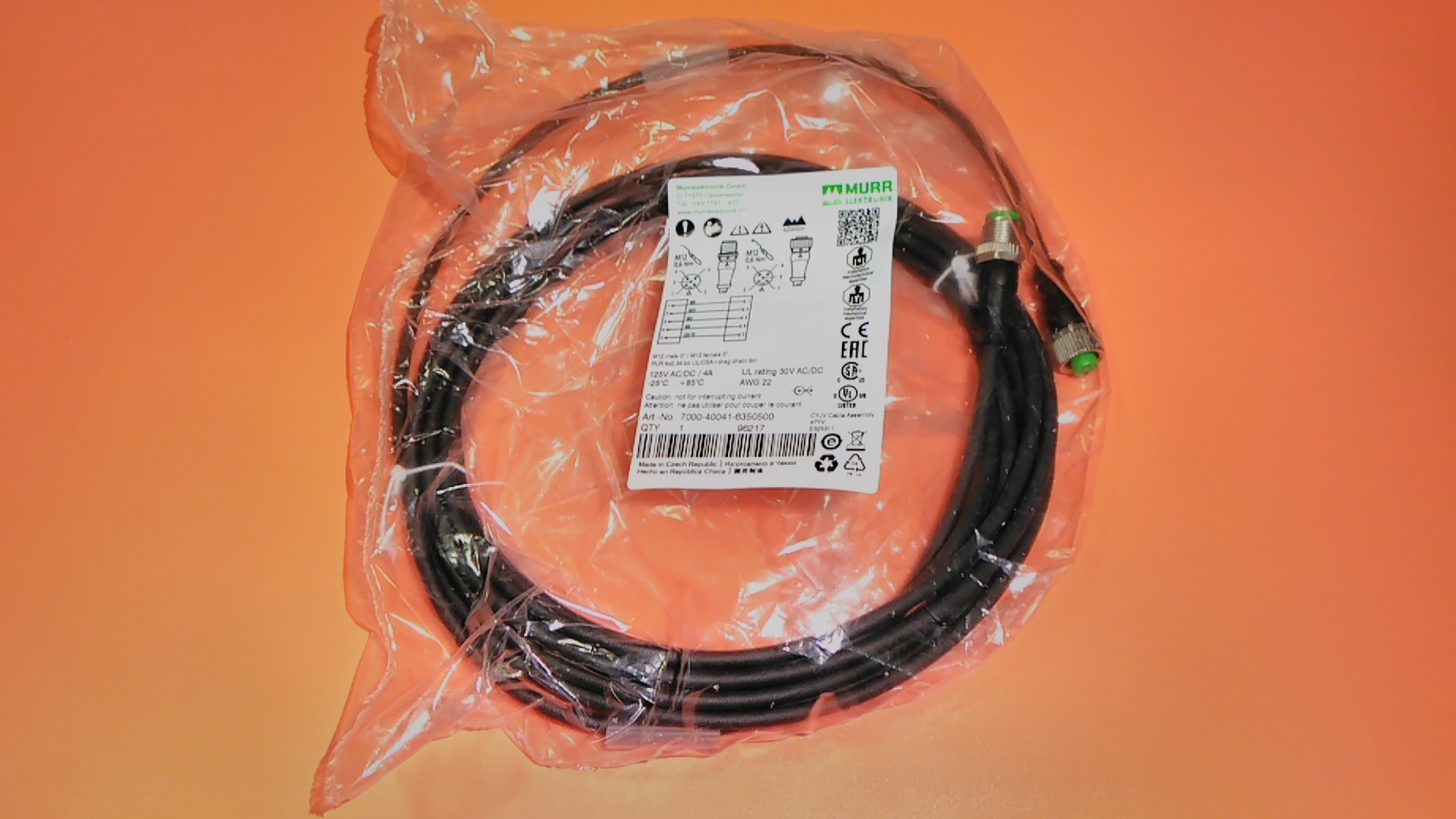 Murr Elektronik Kabel 7000-40041-6350500 M12 Buchse/M12 Stecker 5m 5 ...