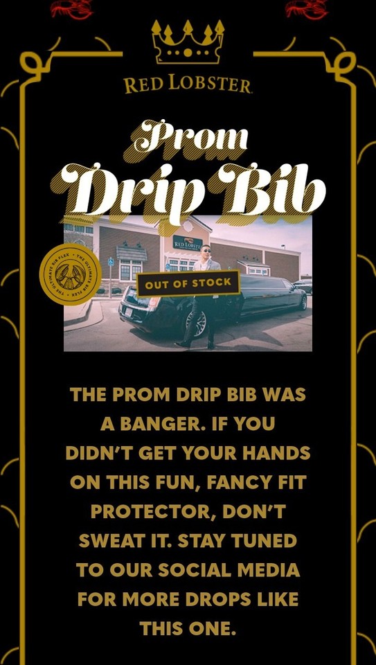 Red Lobster Prom Drip Bib Brand New Confirmed Order (Only 250 Made) | eBay