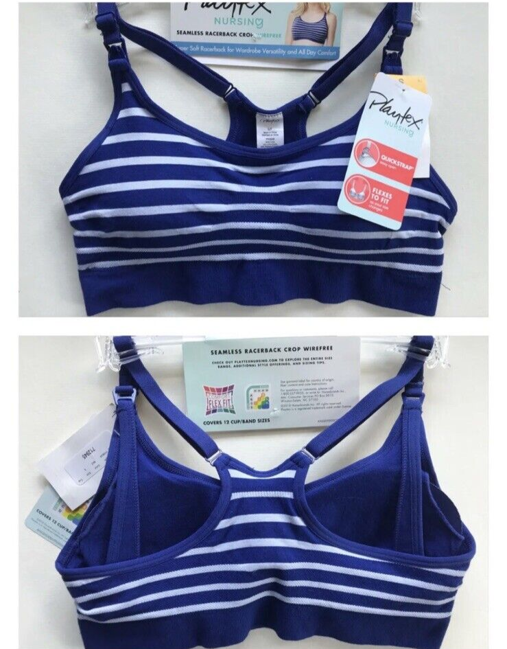 Playtex Nursing Bra Seamless Racerback Wirefree Blue Medium Fits 32D ...