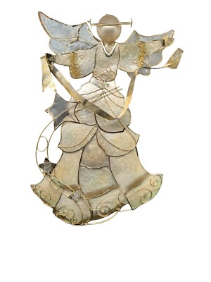 Handcrafted Capiz Shell Angel Tree Topper or Table Christmas Decoration ...