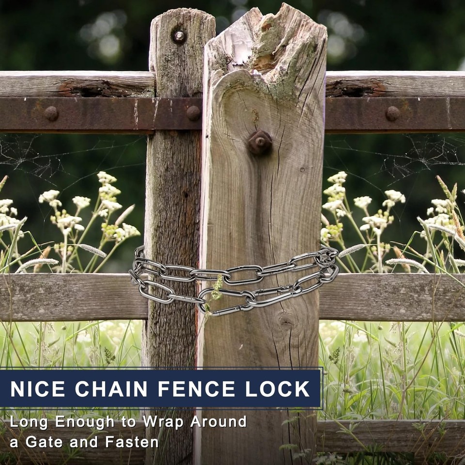 2 Pack 36 Inch Stainless Steel Gate Chain Lock with Carabiner Barn ...