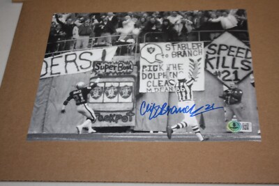 OAKLAND RAIDERS CLIFF BRANCH #21 SIGNED 8X10 PHOTO HOF b/w POSE Beckett ...