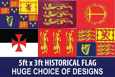 Historical Flag 5ft x 3ft King Richard Kings Colours Choice of Design ...