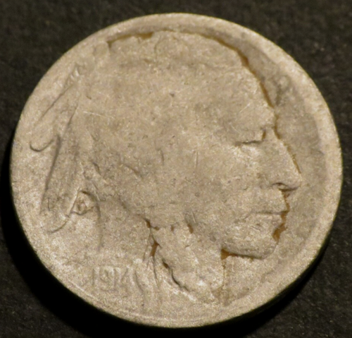 1914 S Buffalo Nickel Semi-Key Date Horn Details Holo-Restored Five 5c ...