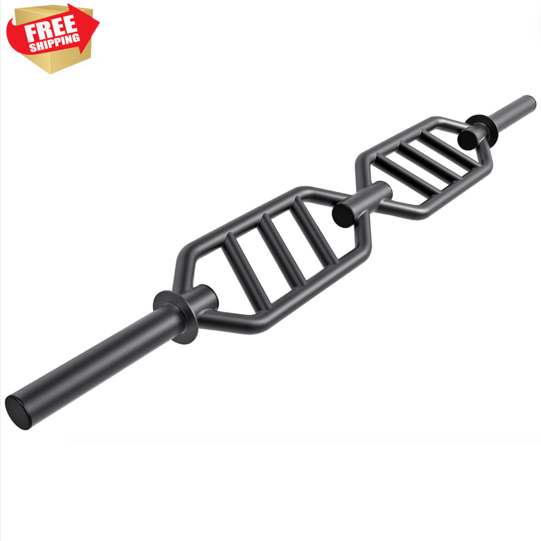 Bicep Tricep Bar Hammer Curl Barbell Olympic Size Hex Bar Multi-Grip ...