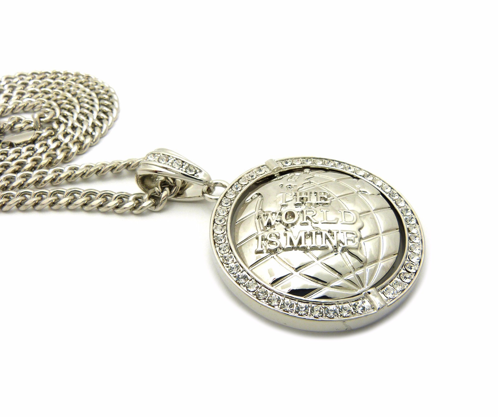 NEW THE WORLD IS MINE PENDANT & 30" CUBAN CHAIN HIP HOP NECKLACE ...