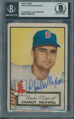 1952 Topps #180 Charlie Maxwell Signed RC Beckett Authentic Autograph ...