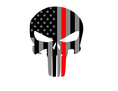 PUNISHER SKULL American Flag THIN RED LINE Vinyl Decal Sticker | eBay