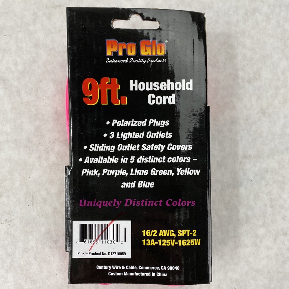 Century Wire Pro Glo 9ft Household Indoor Extension Polarized AC Power ...