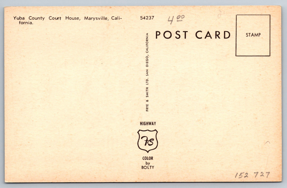 Vintage Postcard CA Marysville Yuba County Court House Chrome ~11431 | eBay