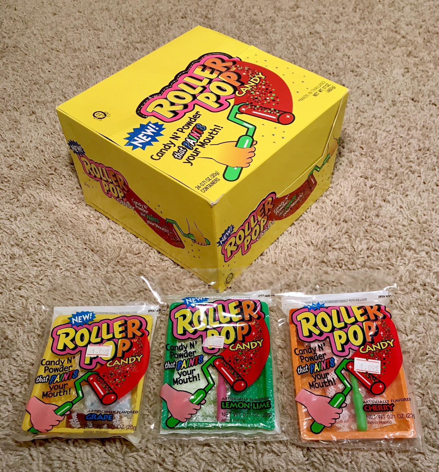Vintage 1994 Topps ROLLER POP Candy Display Box bubble gum container ...