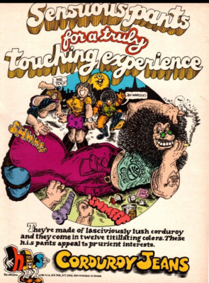 1968 vintage AD for H.I.S. Corduroy Jeans Art, Roger Crumb Comix Style ...