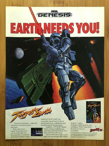 1990 Target Earth Sega Genesis Vintage Print Ad/Poster Authentic Retro ...