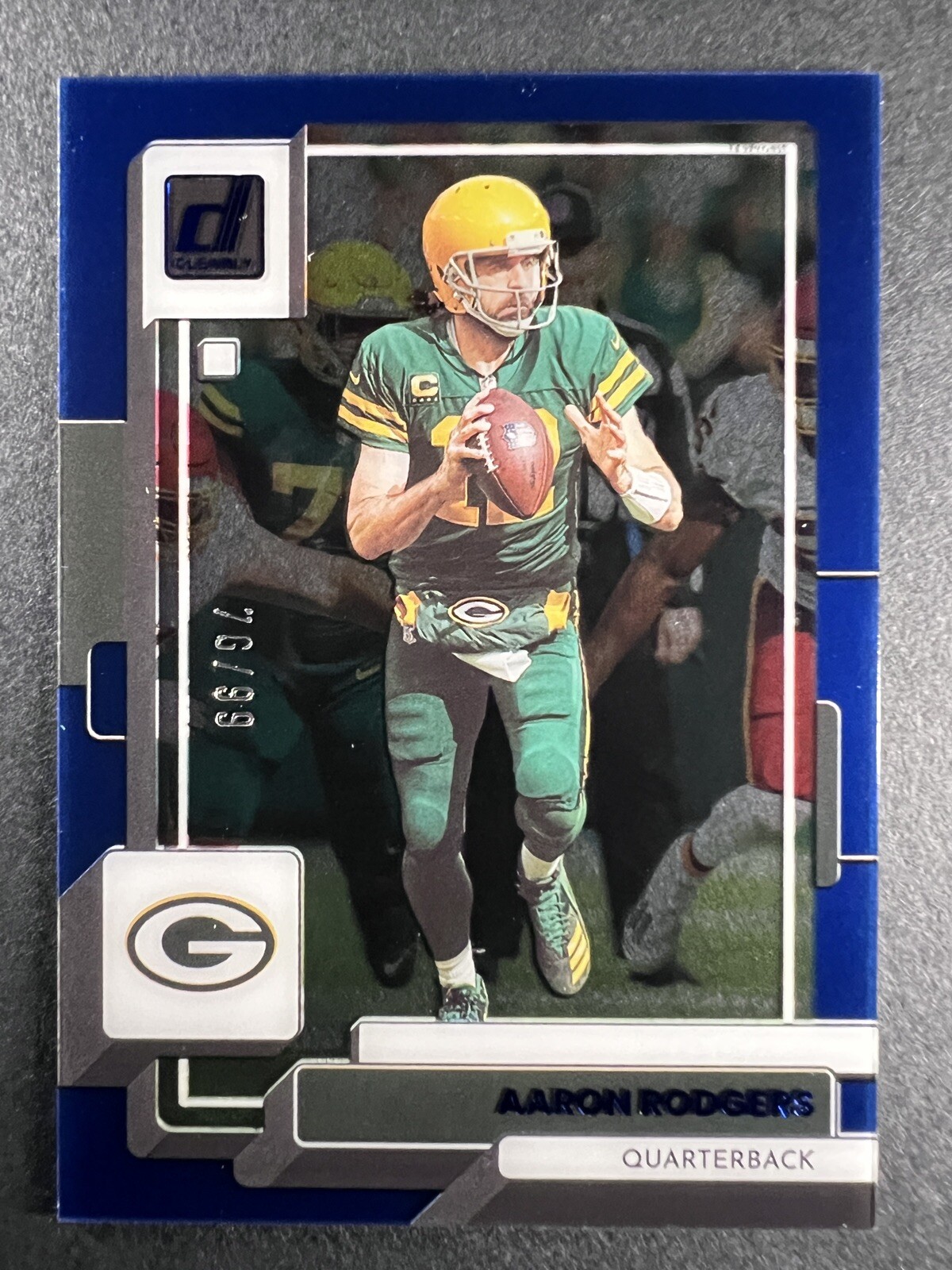 2022 Clearly Donruss Aaron Rodgers Blue /99 Packers Jets #18 | eBay