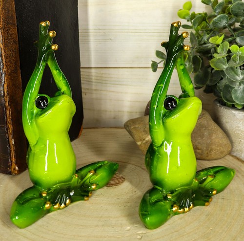 Meditating Twin Yoga Frogs In Lotus Pose Statue Buddha Frogs Pair Set 5 ...