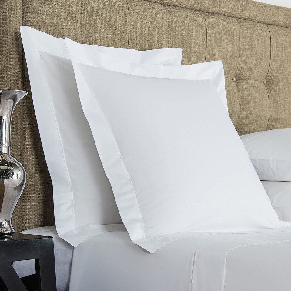 European Square Pillow Shams Set of 2 White 600 Thread Count 100% ...