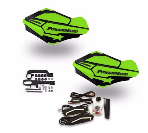 Powermadd Sentinel LED Handguards Guards Black / Green Mount Ski Doo ...